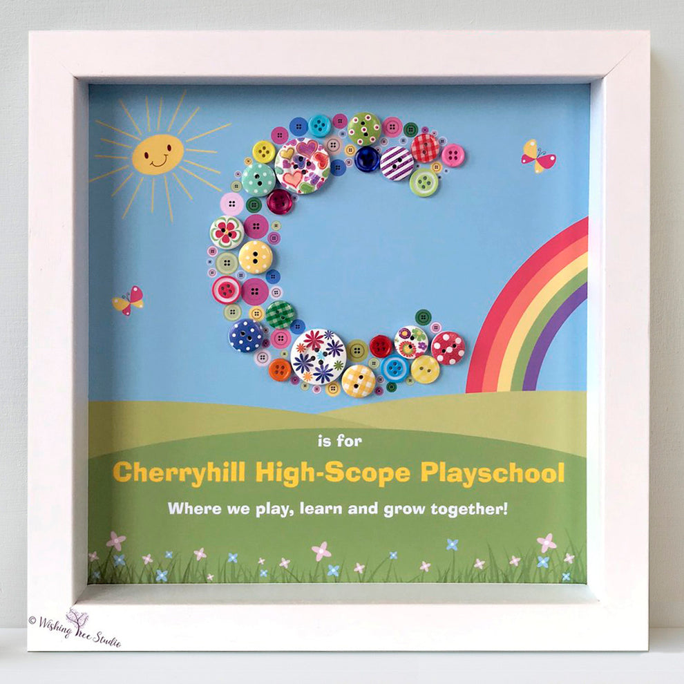 Button letter frame for creche/montessori/playschool – Wishing Tree Studio
