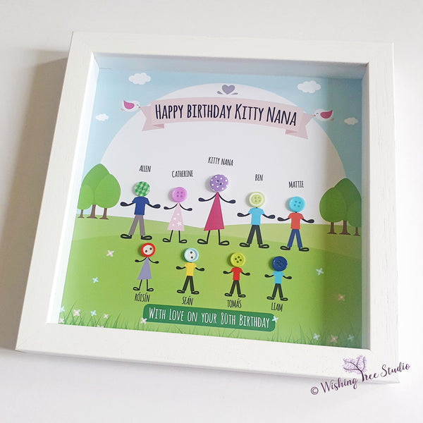 Grandparents Birthday frame, button family frame Ireland – Wishing Tree ...