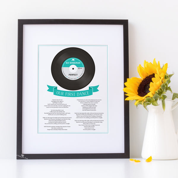 Song Lyrics Vinyl Record print, first dance lyrics framed Ireland ...